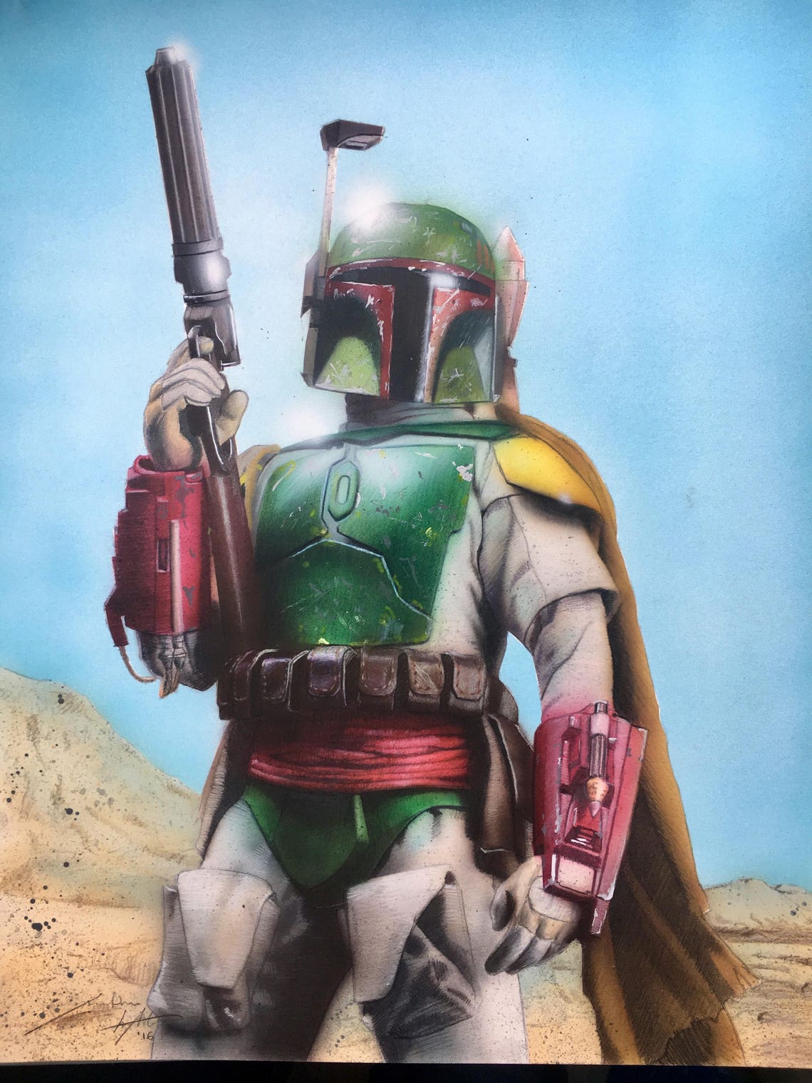Boba Fett Original painting / Star Wars artwork /fine art | Etsy