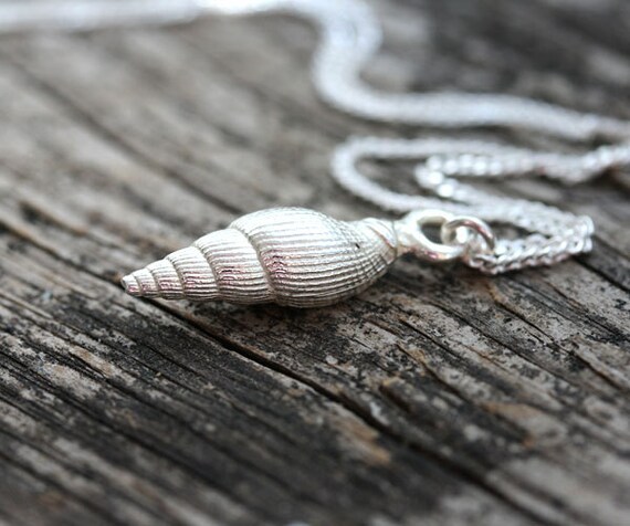 Items similar to Cone shell Necklace, Silver Shell Necklace, Beach ...