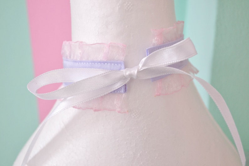 Pastel Goth Neckband With Ribbon and Rivets - Etsy