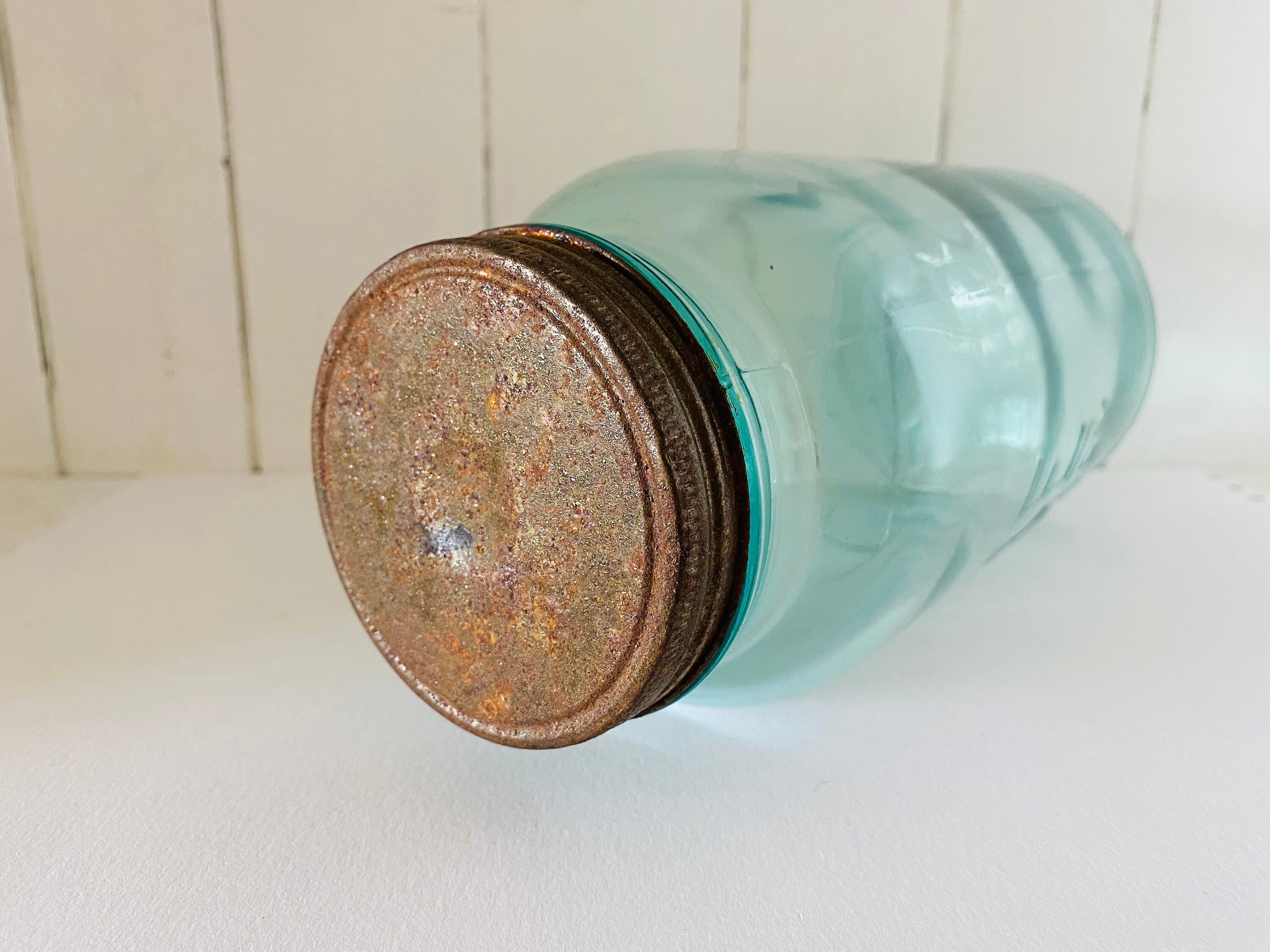 Large Vintage Green Glass Agee Victory Jar - Etsy