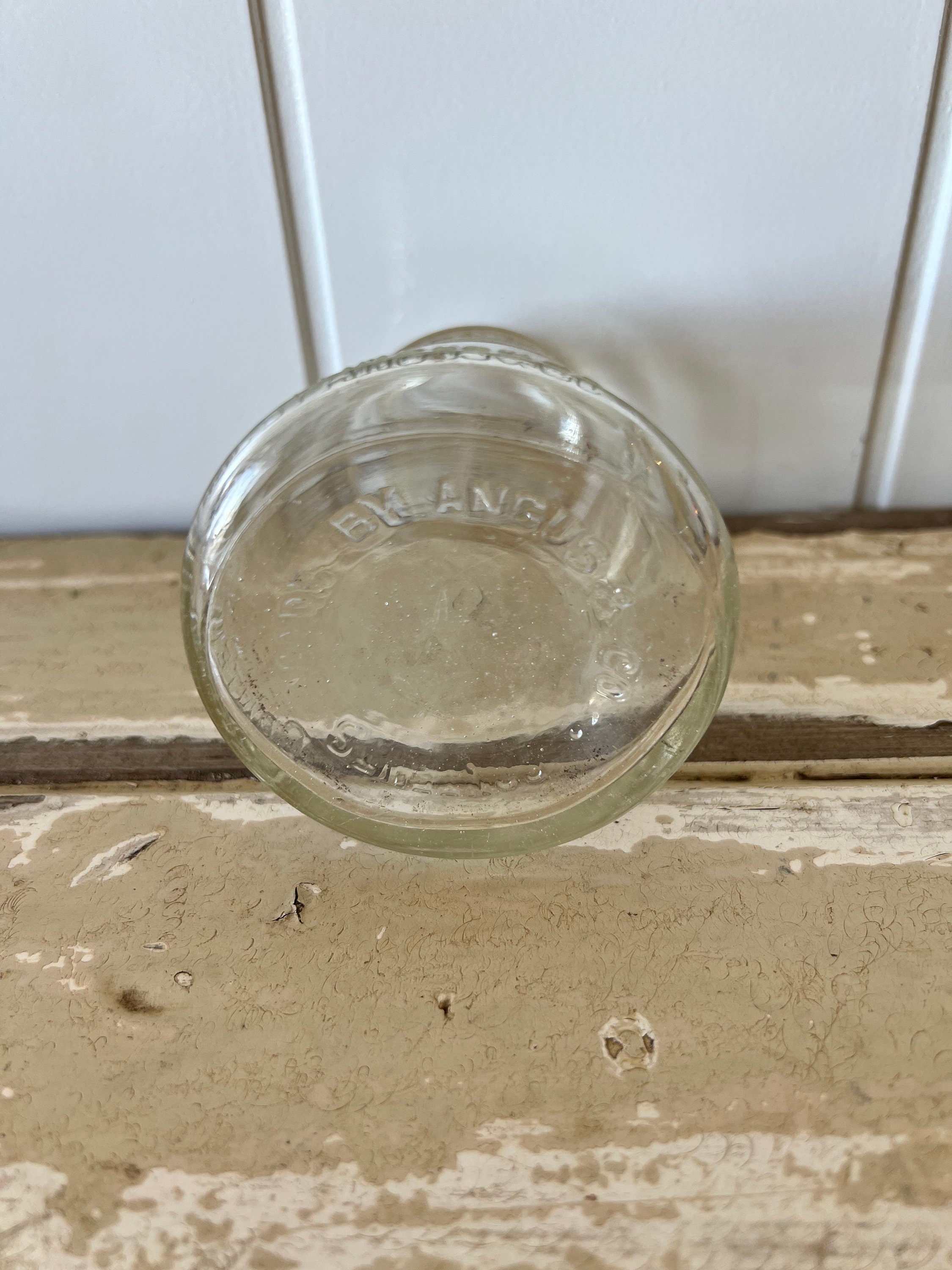 Vintage Angus & Co Glue Clag Pot Small Clear Glass Embossed - Etsy