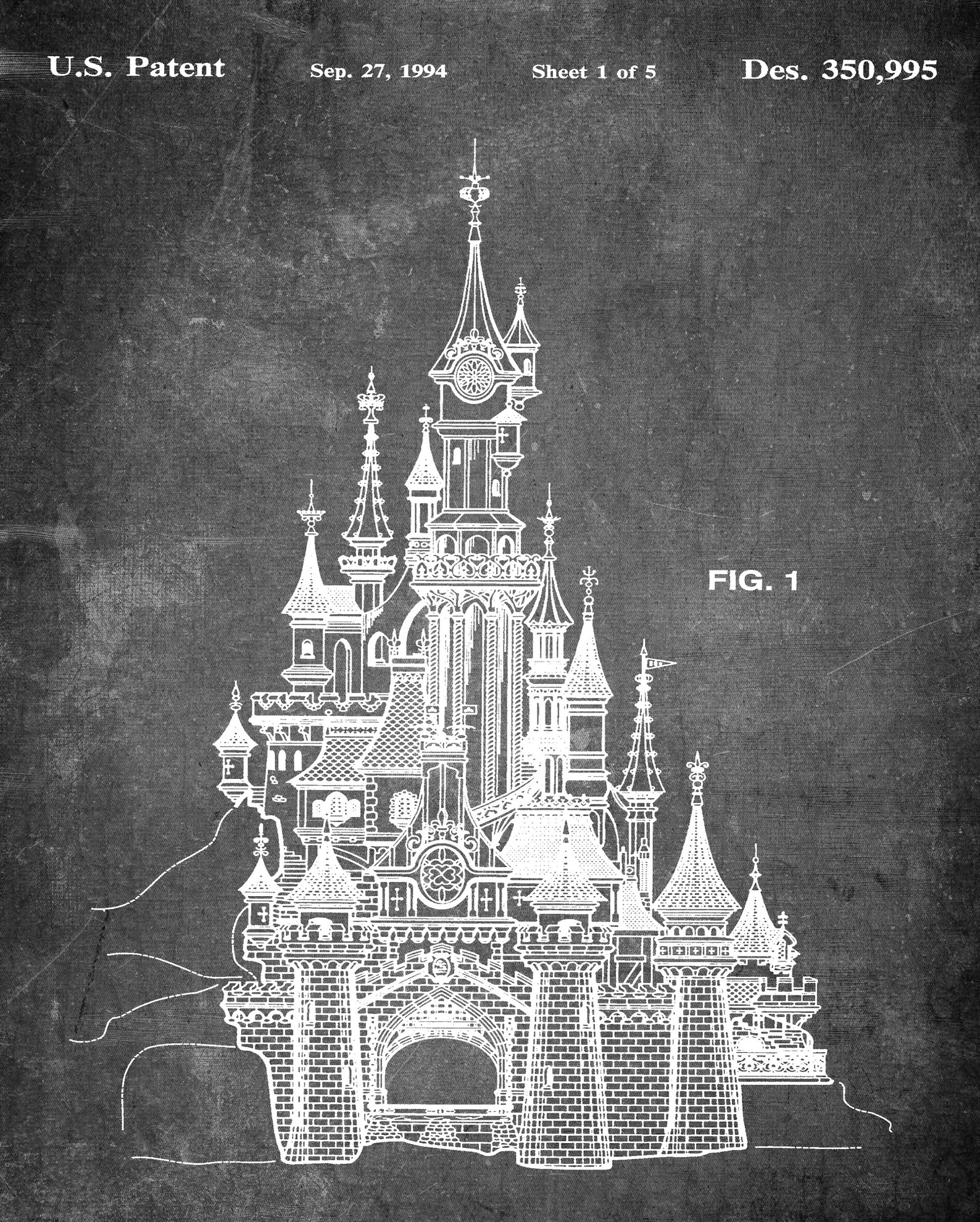 Cinderella Castle Patent Print Set of 2 Art Prints Beautiful | Etsy
