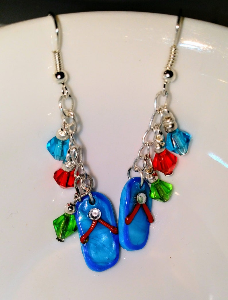 Flip Flop Earrings Flip Flop Beaded Earrings Summer Earrings Sandal ...