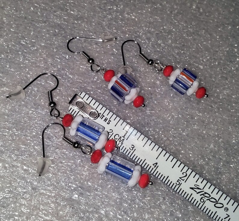 Firecracker Cane Bead earrings patriotic earrings red white | Etsy