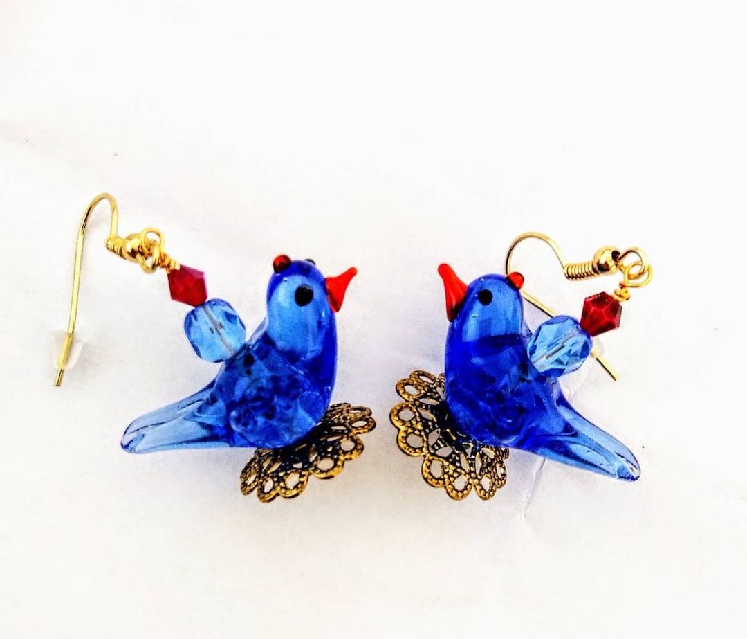 Blue Jay Earrings; Blue Bird Earrings; Spring Earrings; Bird Theme ...