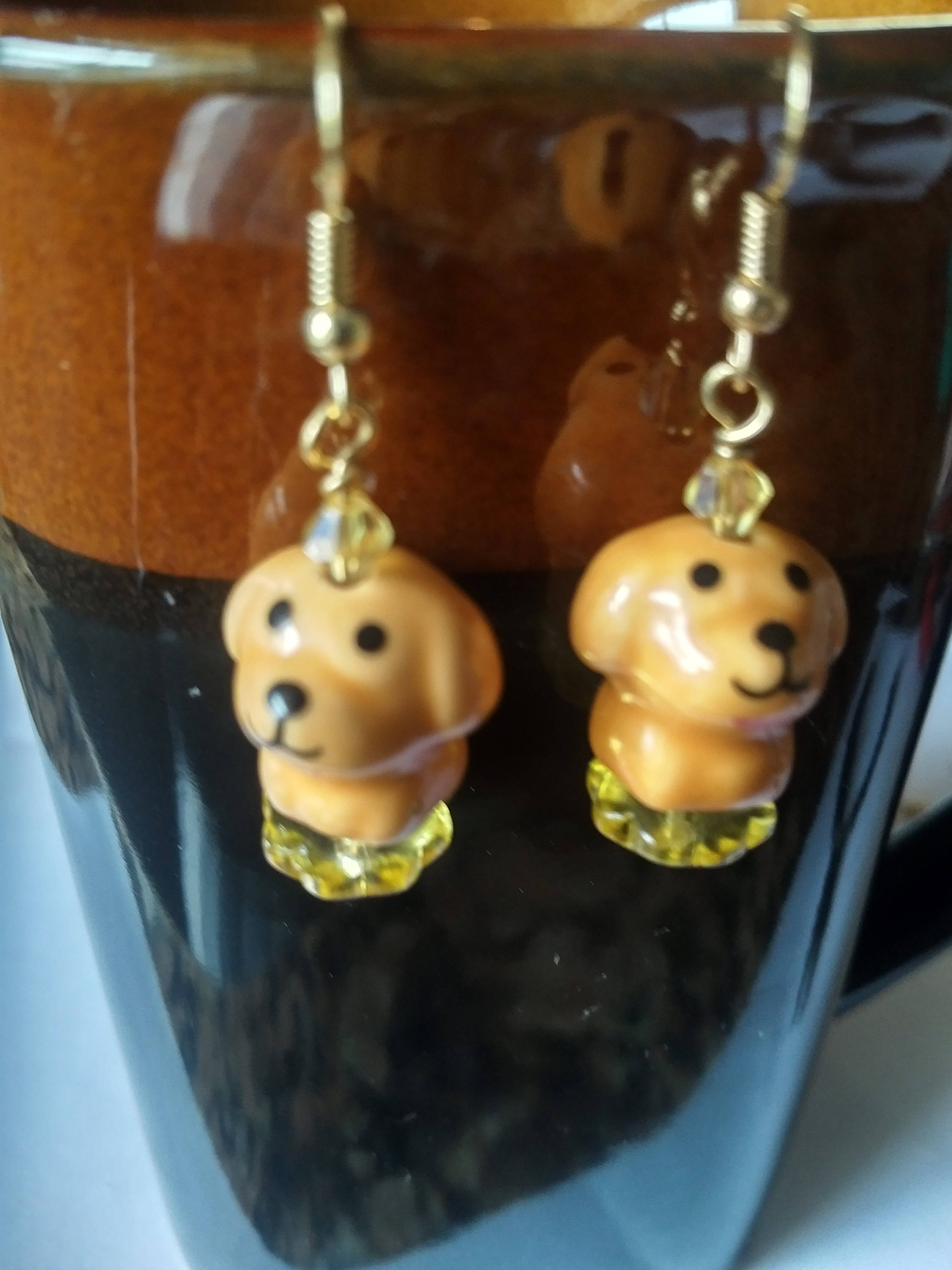 Pendientes de porcelana de perro rubio aretes de labrador aretes con ...