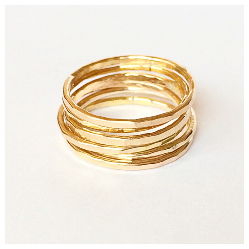 Thin Hammered Gold Stacking Rings // Stacking Rings // Gold Rings ...