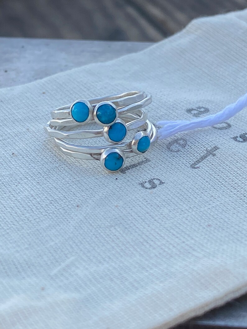 Turquoise Stacking Rings // Turquoise Rings // Sterling Silver Rings // Stacking Rings - Etsy