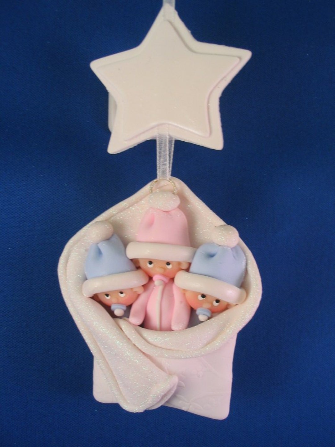 Personalized, Baby's First Christmas Ornament, Baby Bunting Triplet, 2 ...