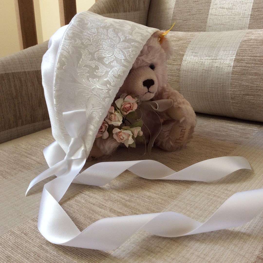Christening Bonnet - Unisex Bonnet - Ivory and White Boys Girls Hat ...