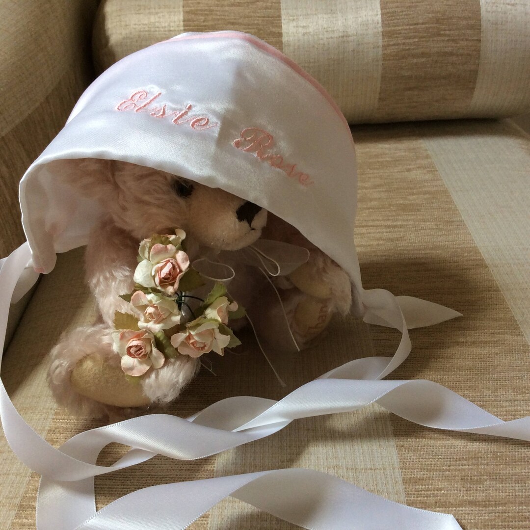 Babys Personalised Bonnet - Christening Bonnet - Unisex Baptism Bonnet ...