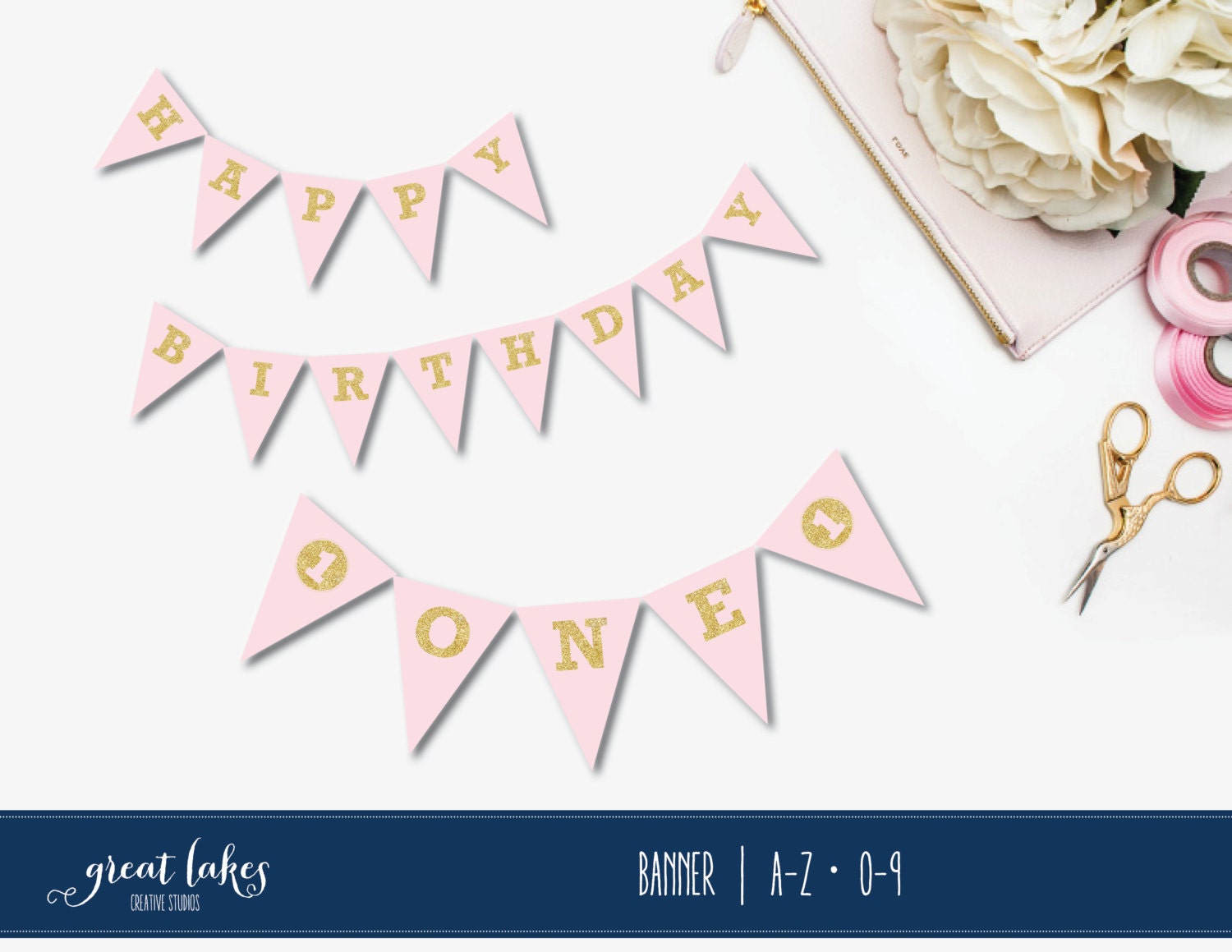 Full Alphabet Pink Glitter Pennant Banner A-Z, 1-9 Printable for Girls ...