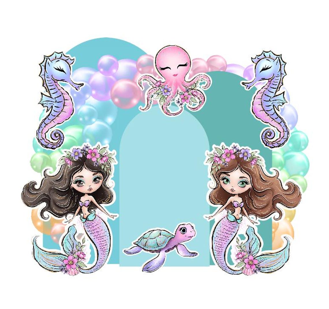 Pastel Mermaid Party Prop Full Set B Corrugated Plastic : Under the Sea ...