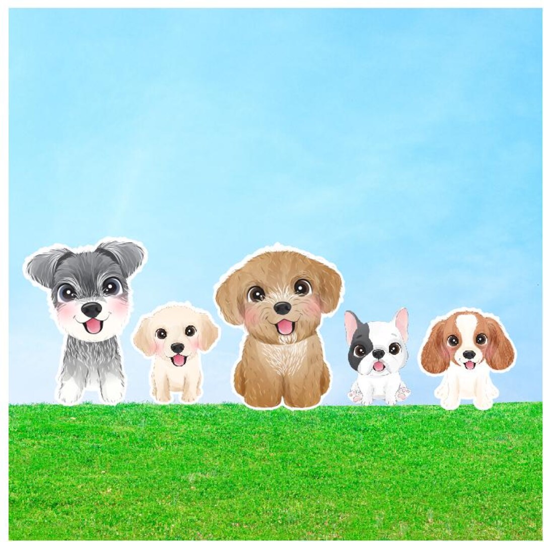 Cute Dogs FULL CHARACTER SET All 5 Cute Fluffy Dogs 2XL 3L Prop Cutouts ...