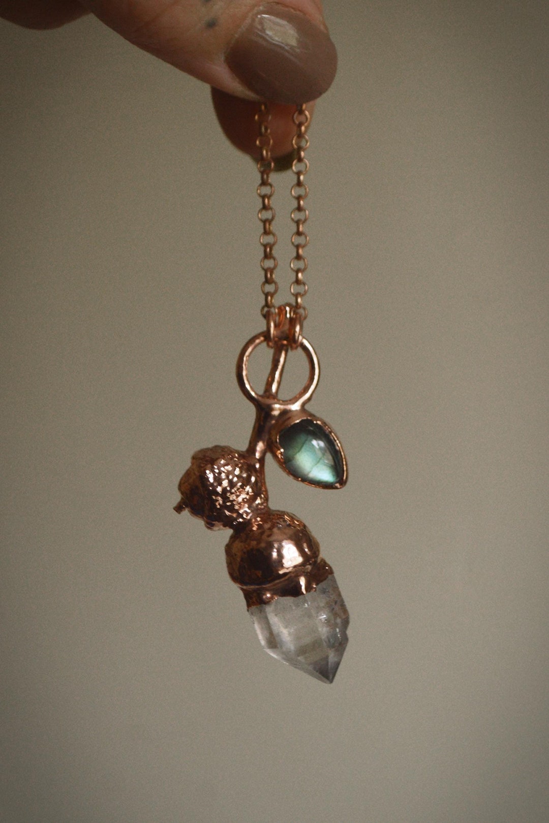 Unique Piece. Real Acorn Formed in Copper. Botanical Pendant With Raw ...