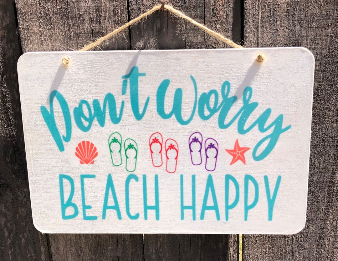 Letrero de madera Beach Happy letrero de playa chanclas en - Etsy México
