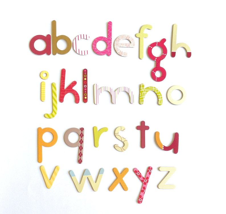 Whimsical Chipboard Alphabet Letters 65 Pieces / Two Sets of Lower Case ...