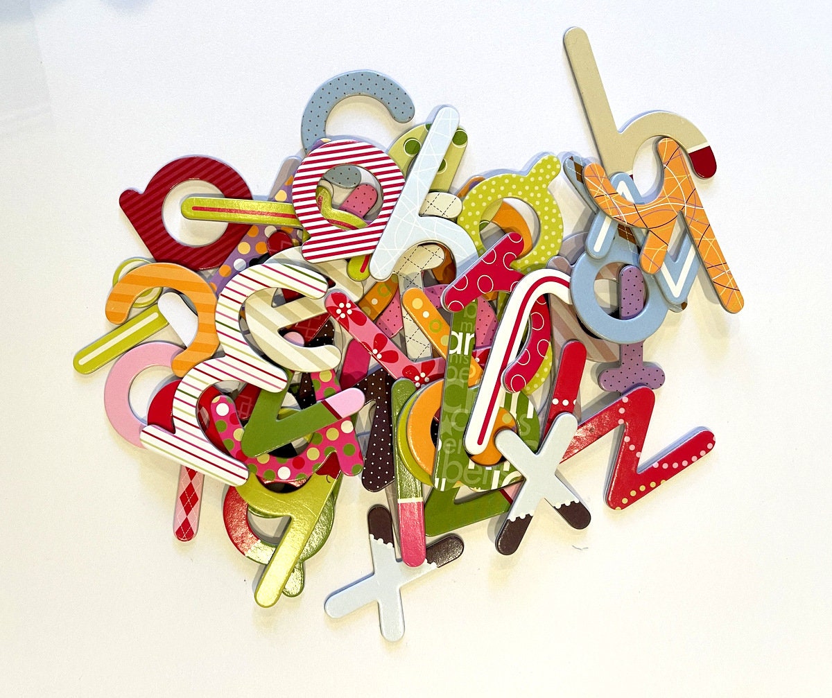 Whimsical Chipboard Alphabet Letters 65 Pieces / Two Sets of Lower Case ...