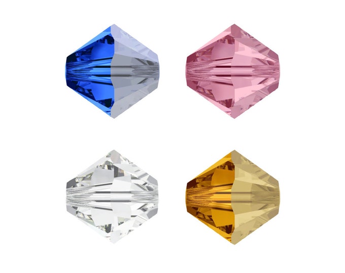 CLOSEOUT 1 Lot of 200 Swarovski Bicone Crystals 100 Clear AB 4mm, 30 Clear 6mm, 30 Topaz 6mm, 41 ...