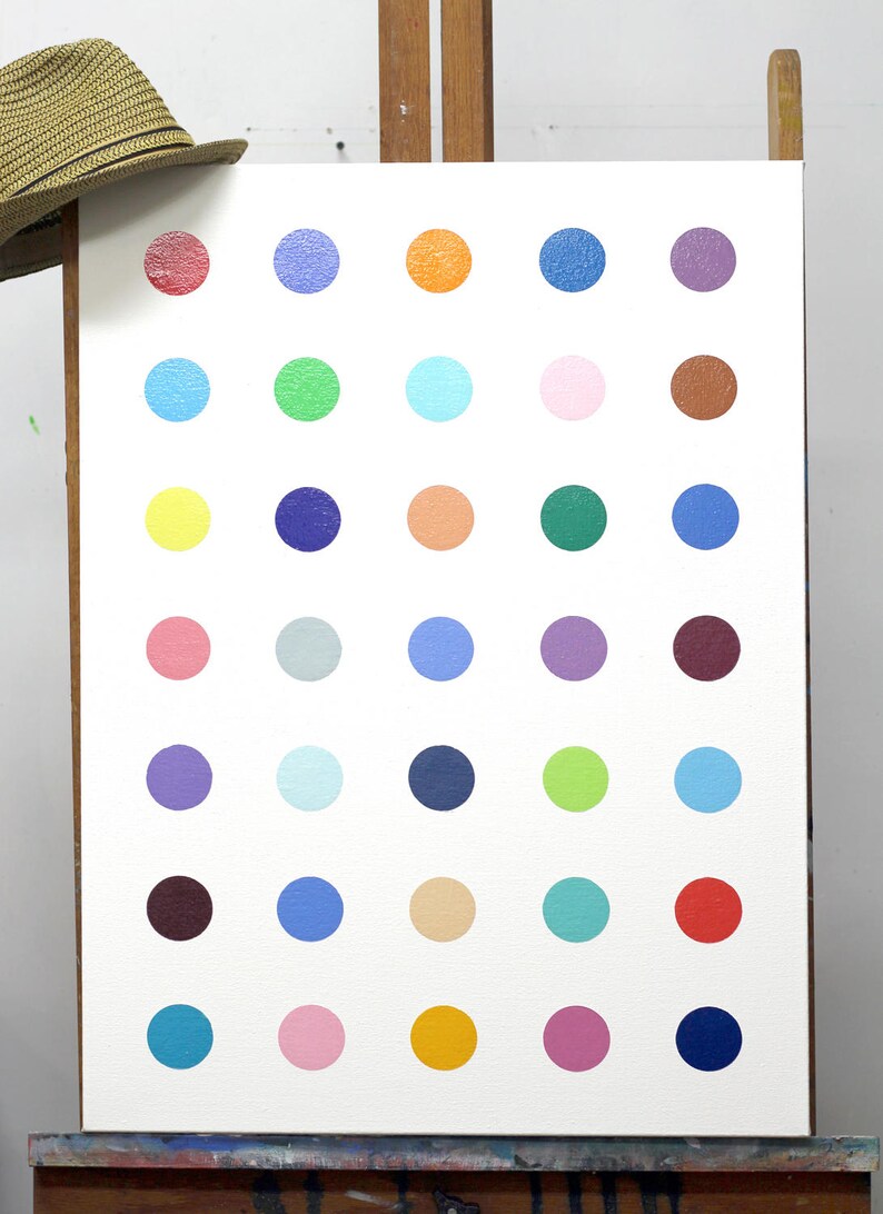 35 Dots 22x30 painting in the style of Damien Hirst | Etsy