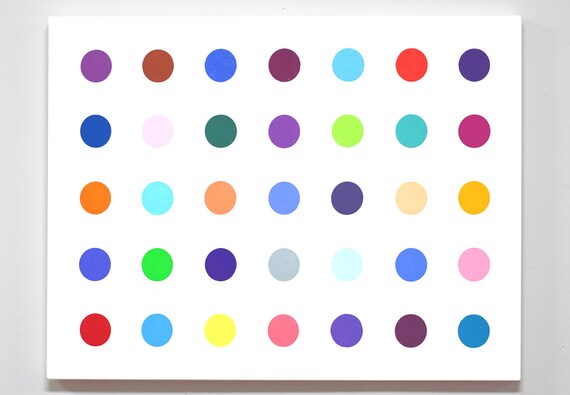 35 Dots 22x30 painting in the style of Damien Hirst | Etsy