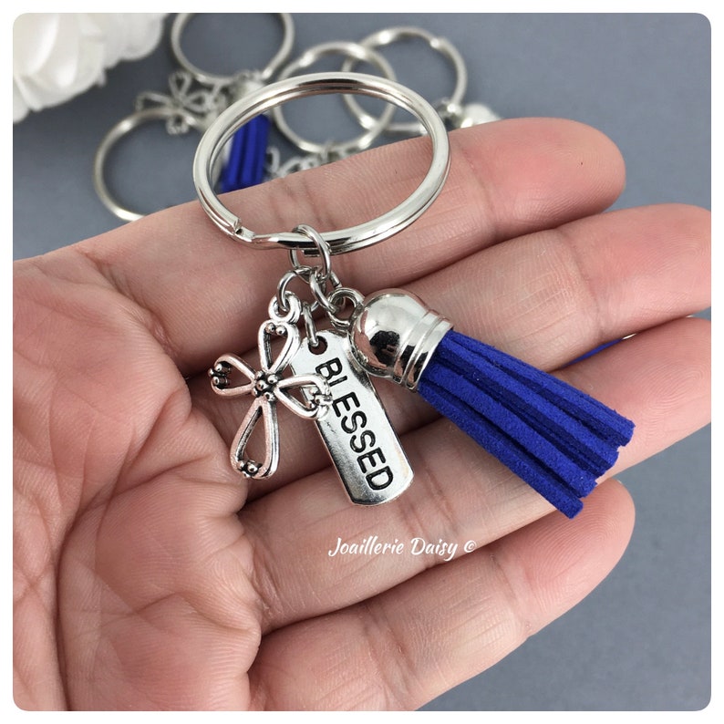 Baptism Tassel Keychain Cross Blessed Keychain First | Etsy