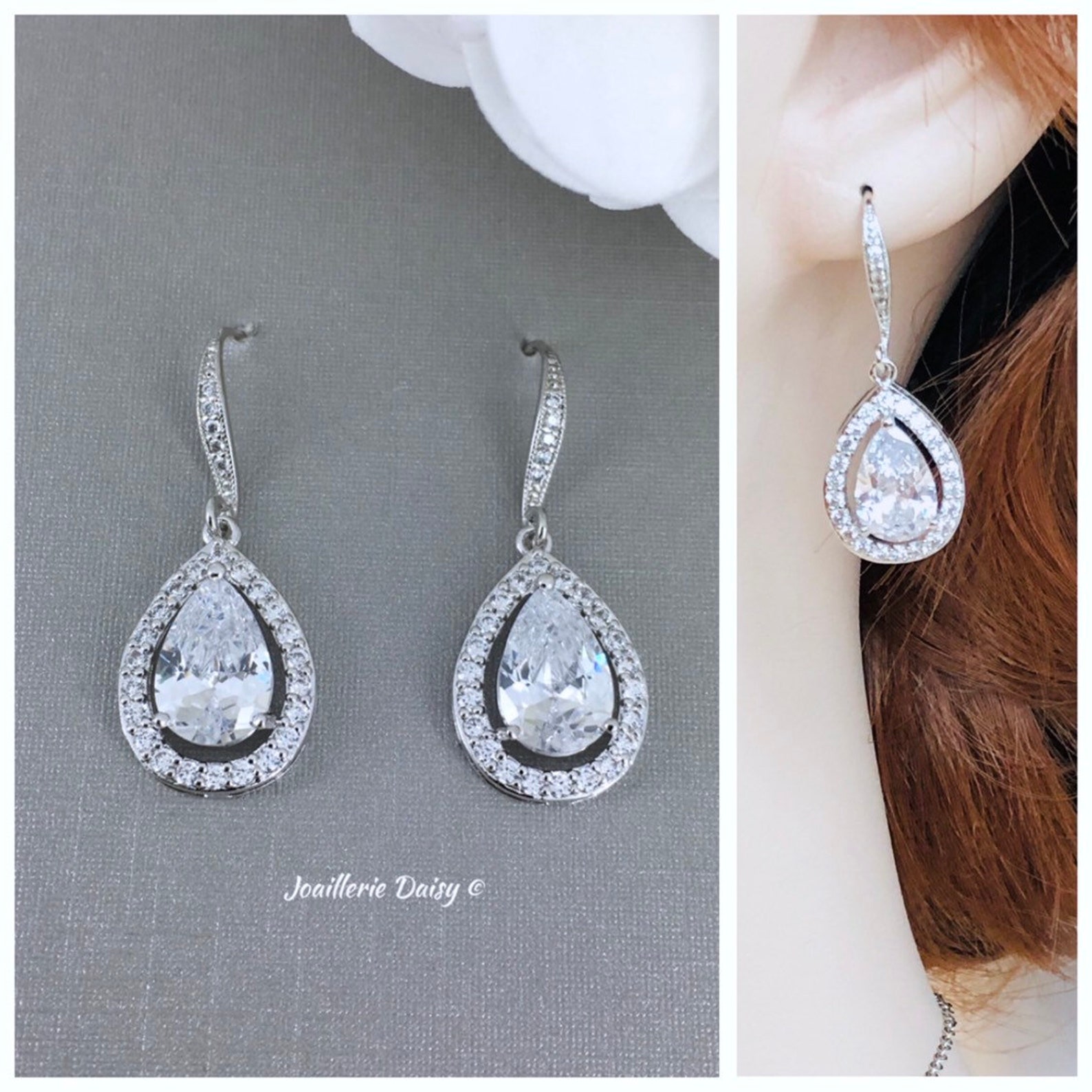 Wedding Bridal Jewelry Gift Large Teardrop Jewelry Cubic - Etsy