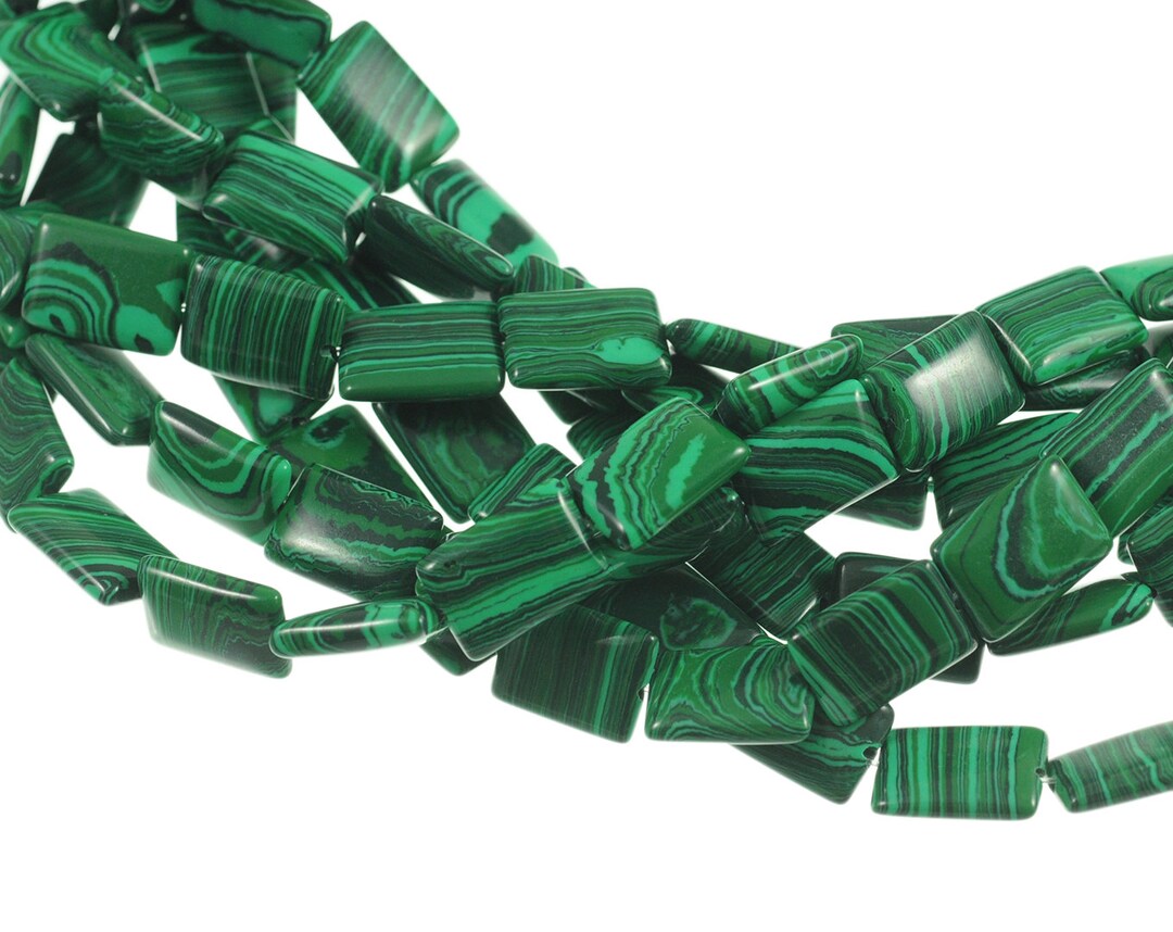 Malachite 10x15mm Flat Rectangular Gemstone Beads Full 16 Strand About ...