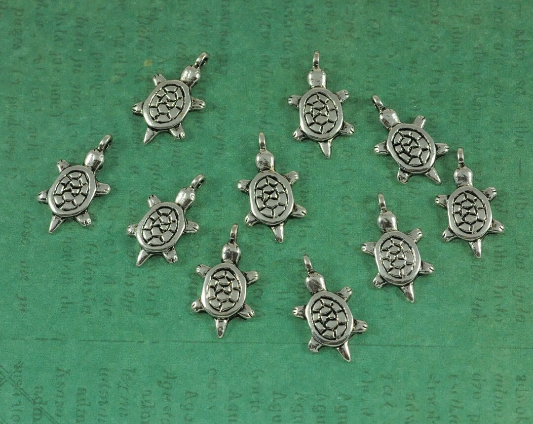 Silver Turtle Charm - Package of 10 - Etsy