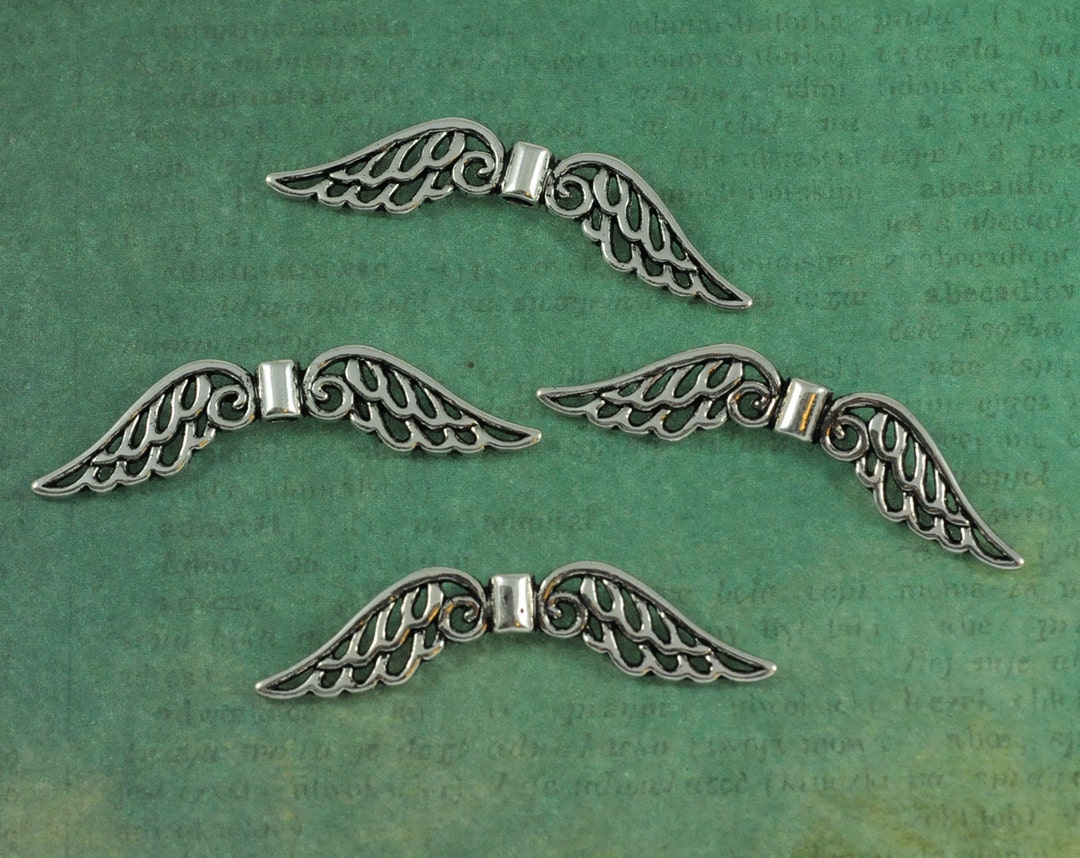 Large Pewter Filigree Angel Wing Beads Measures 2 Package of 4 - Etsy
