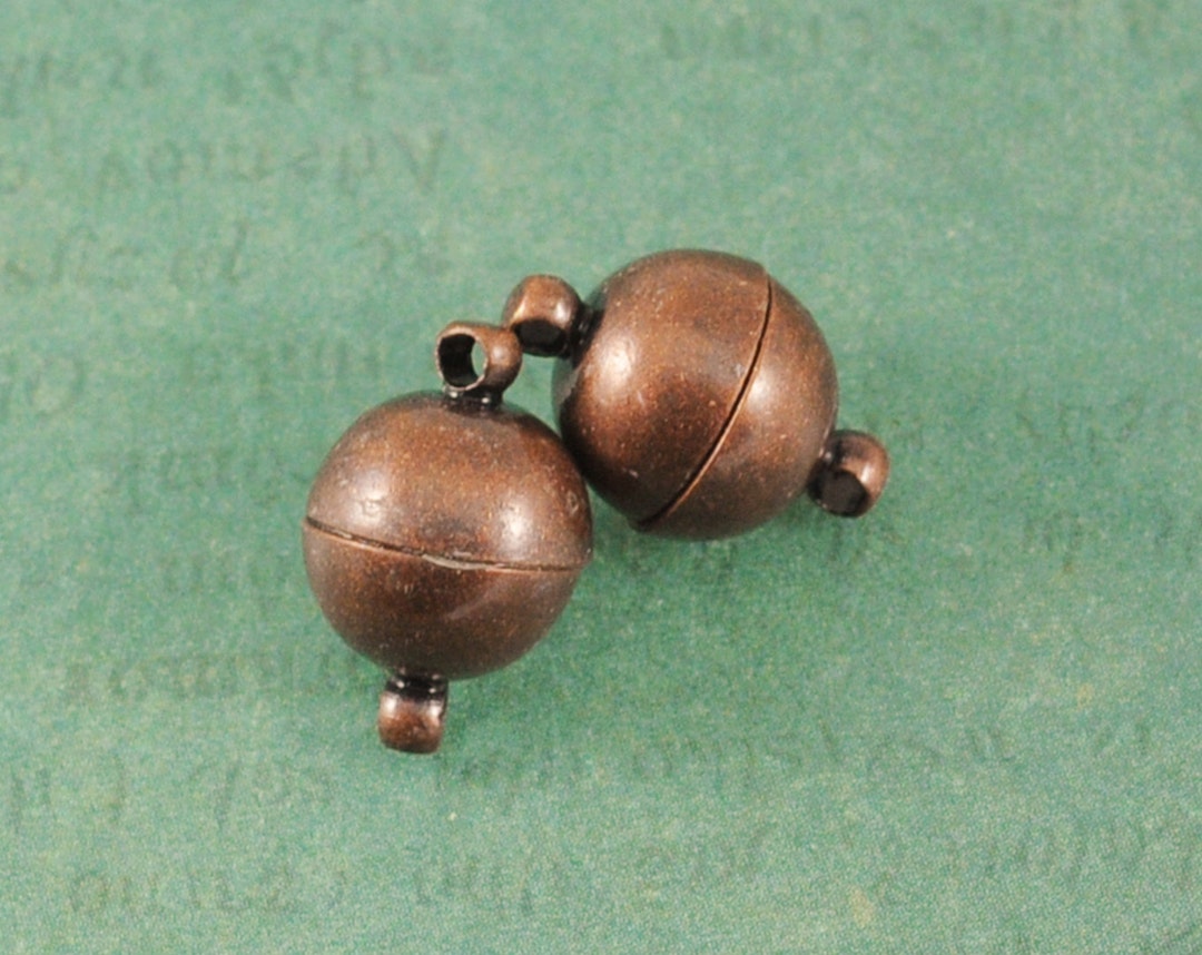 Smooth Round Ball Magnetic Clasps Package of 2 Sets Antique Copper ...