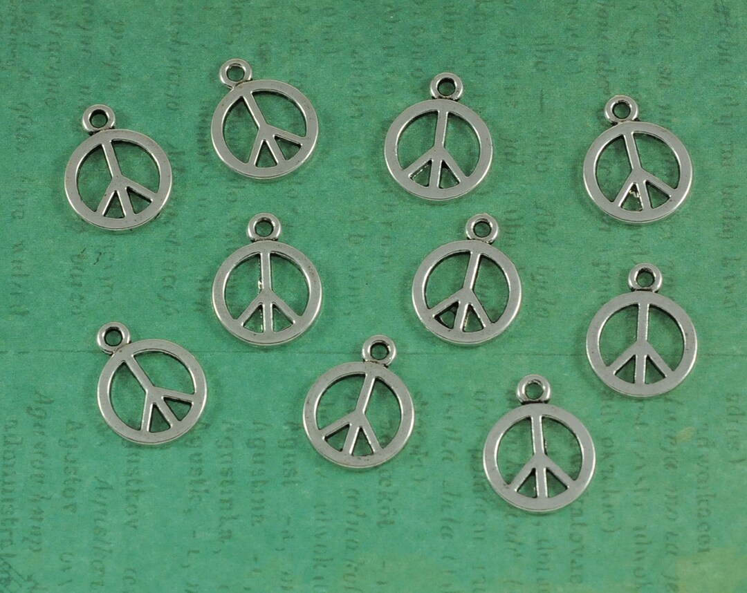 Silver Peace Sign Charms - Package of 10 - Etsy