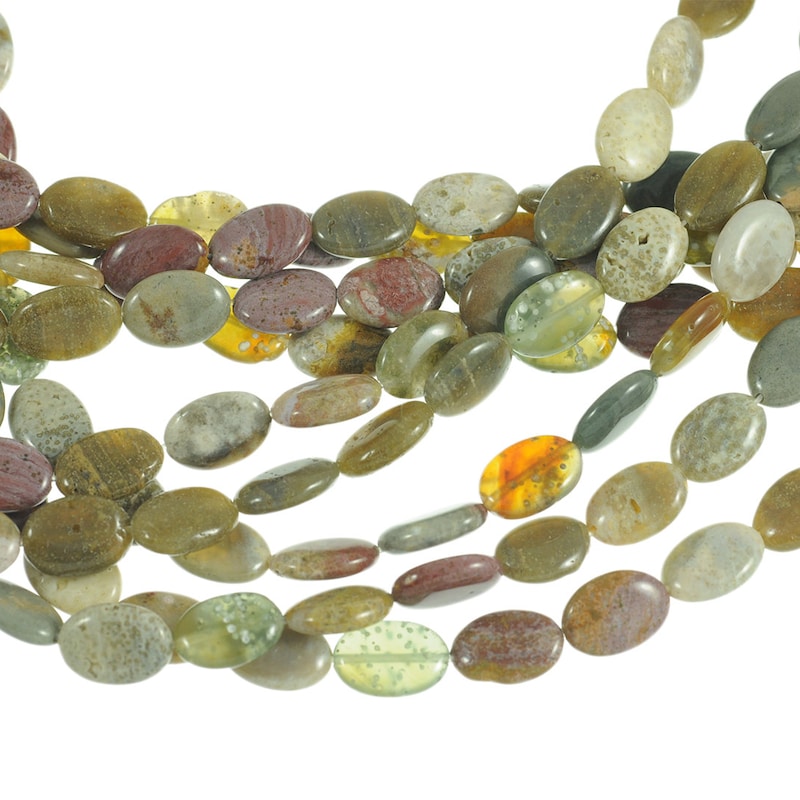 Flat Gemstone Beads - Etsy