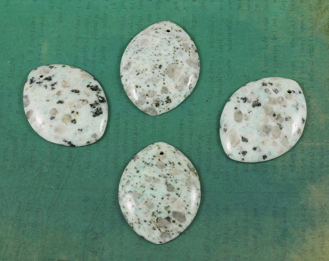 Peace Jasper Pendant - Tapered Oval Shape - Soft Aqua Blue Color With ...