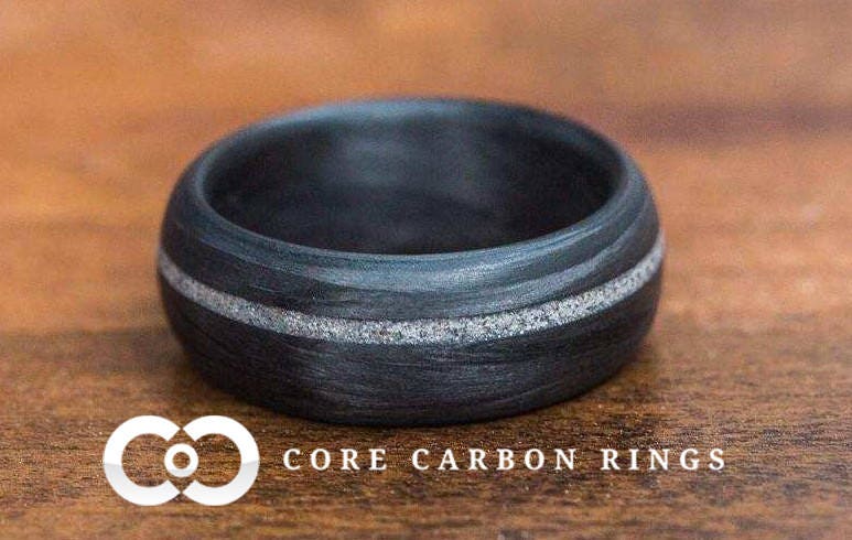 Men's or Women's 100% Carbon Fiber Ring with diamond | Etsy