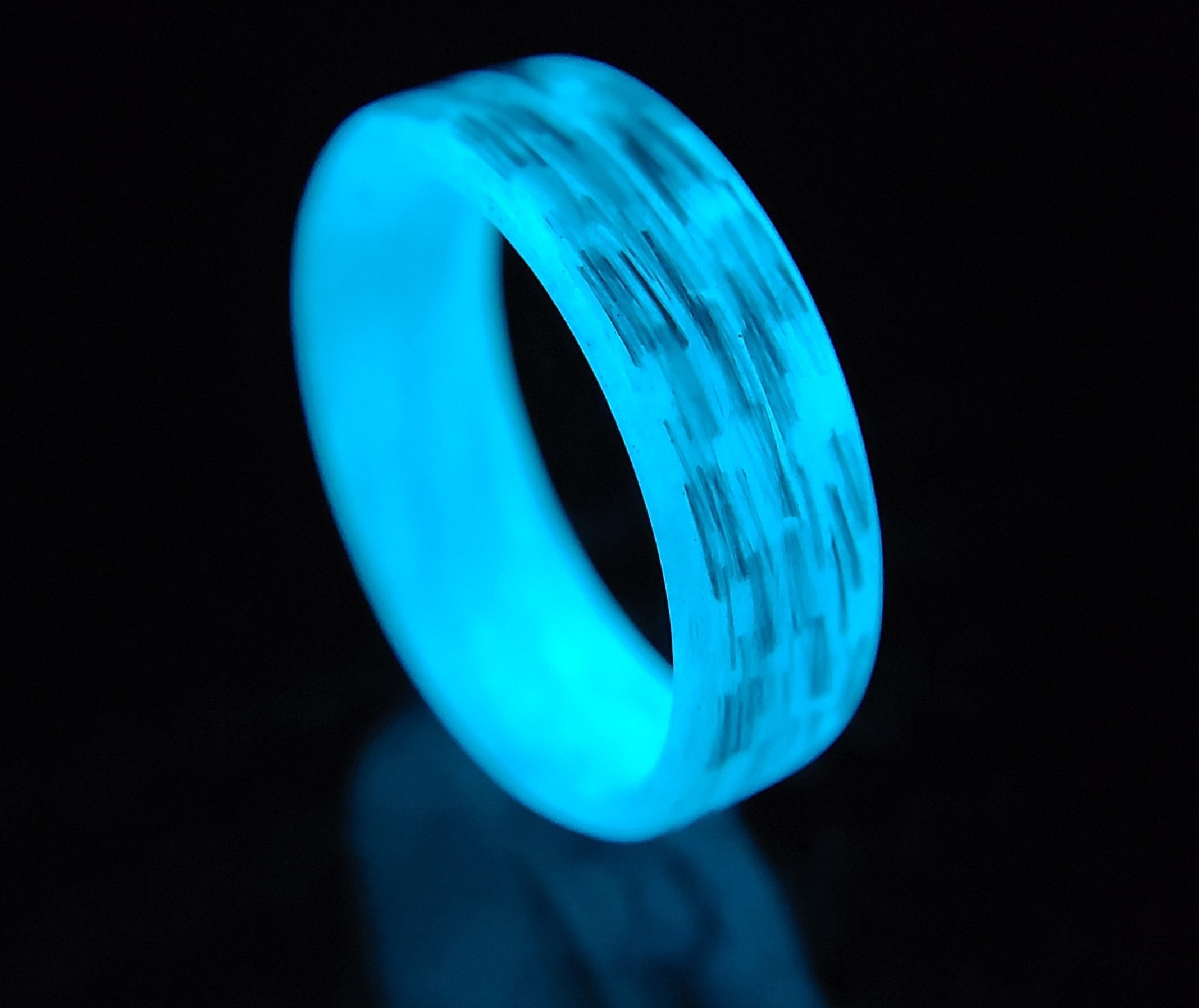 Men's or Women's Texalium Blue Glow Ring - Handcrafted - Glowing ...
