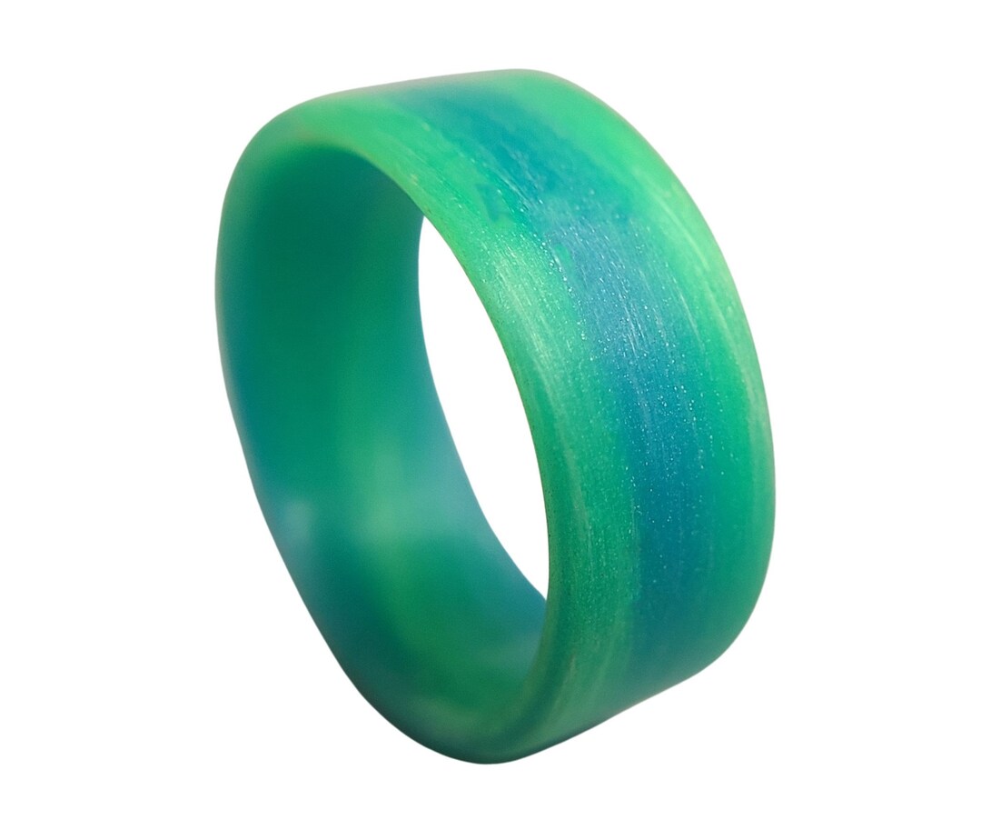 Men's or Women's Green and Blue Swirl Glow Ring - Handcrafted - Glowing ...