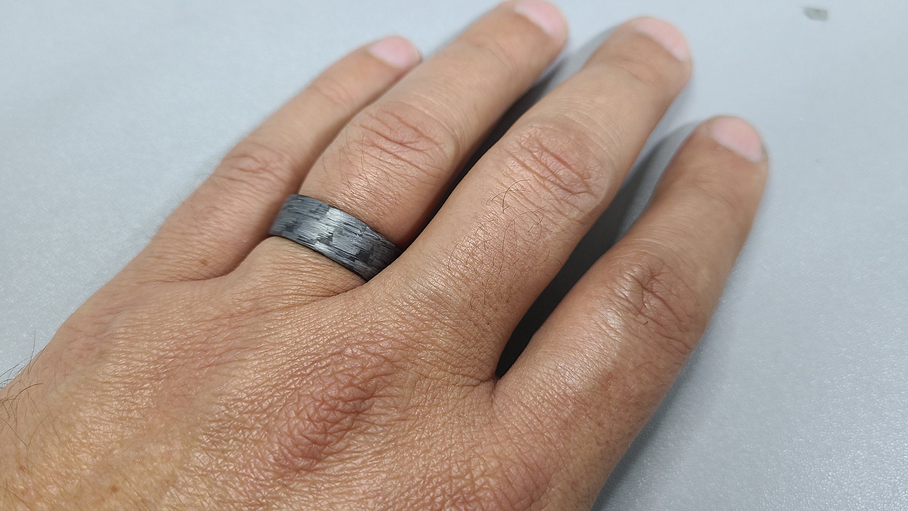Texalium Silver ring with Black Carbon inside | Etsy