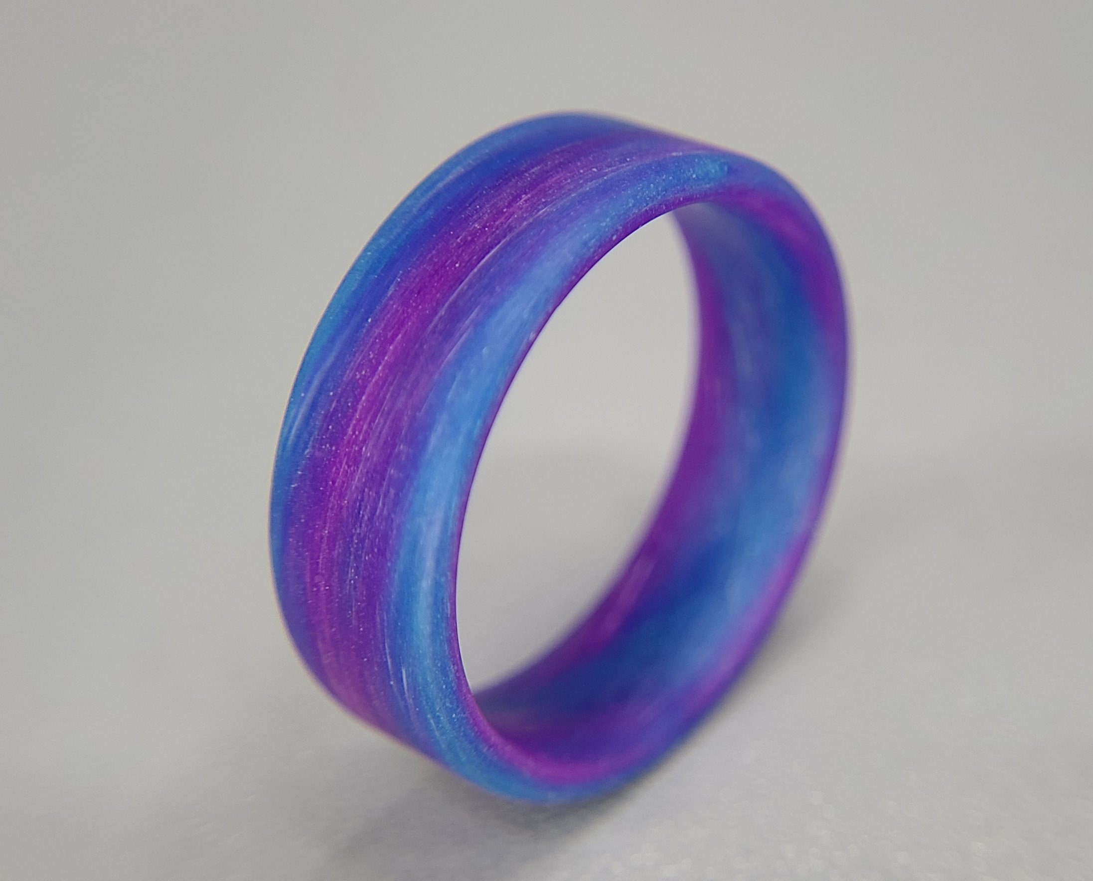 Handcrafted Purple & Blue Swirl Glow Ring - Custom Band Widths - Etsy