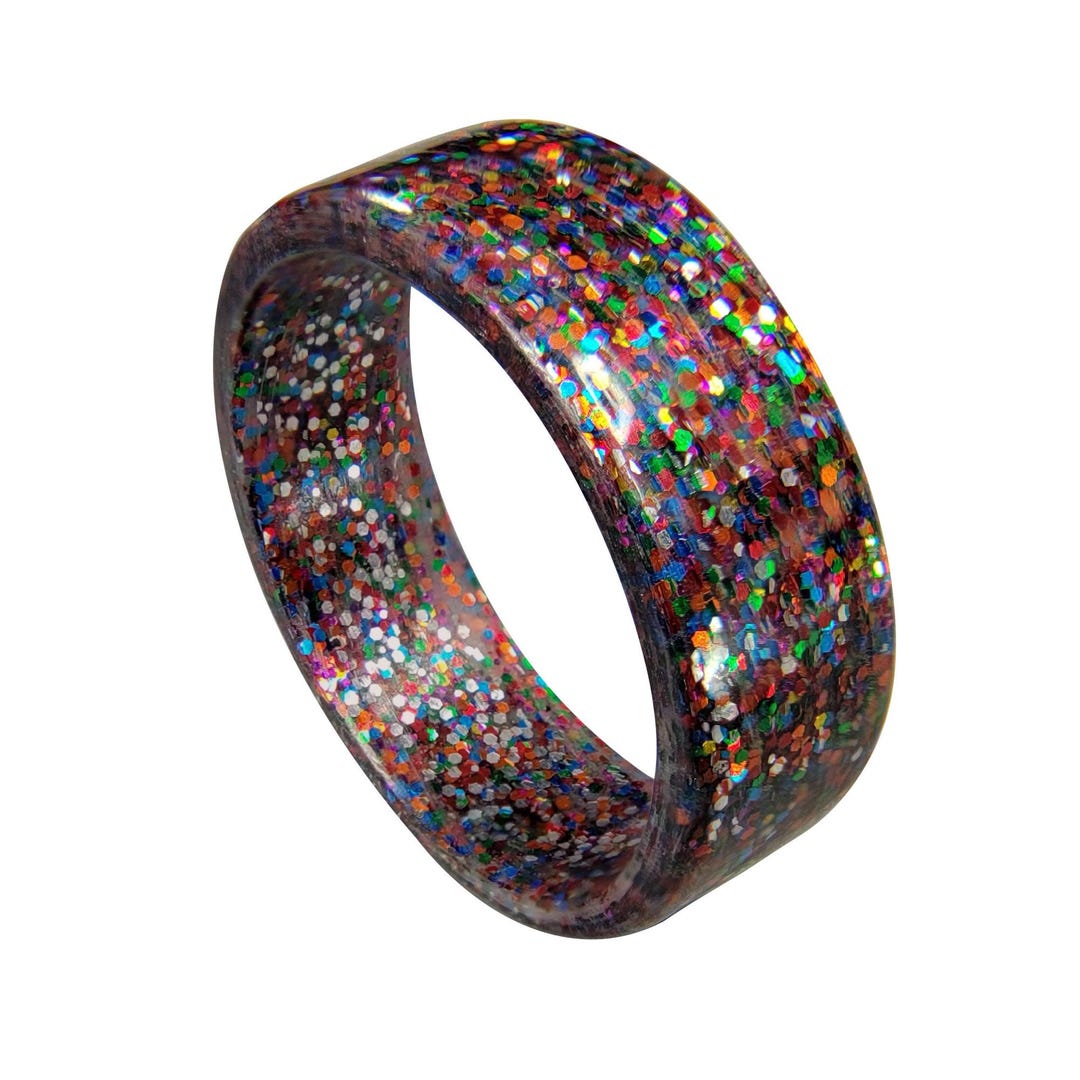 Men's or Women's Multi Color Metallic Flake Ring - Handcrafted ...