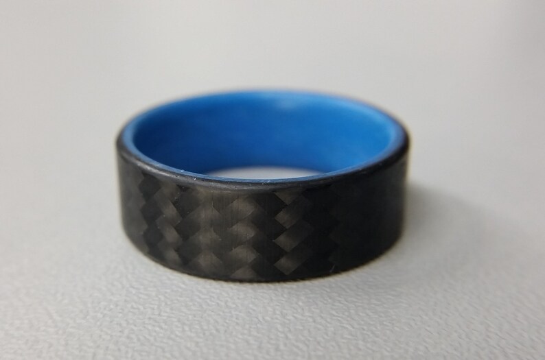 Carbon Fiber Twill Ring with blue interior | Etsy