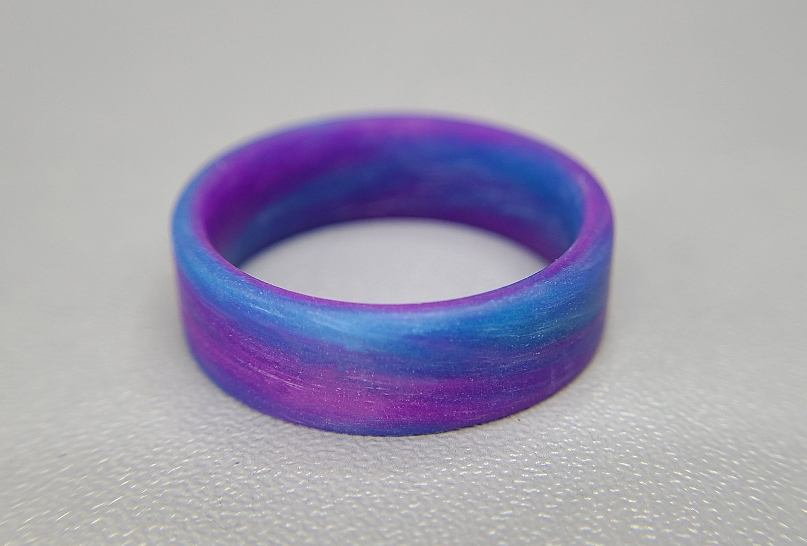 Handcrafted Purple & Blue Swirl Glow Ring - Custom Band Widths - Etsy