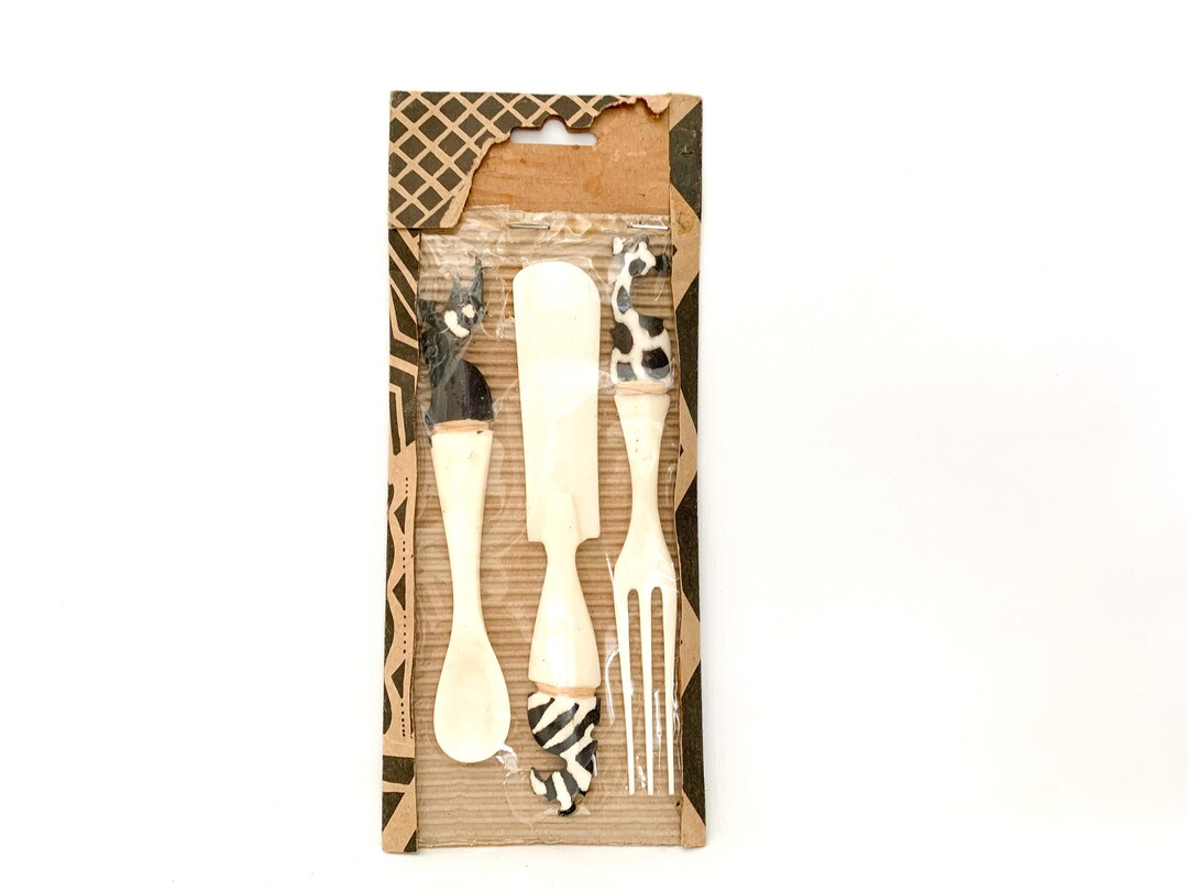 Vintage African Hand Carved Cowbone Utensils Batik Hand Decoration - Etsy