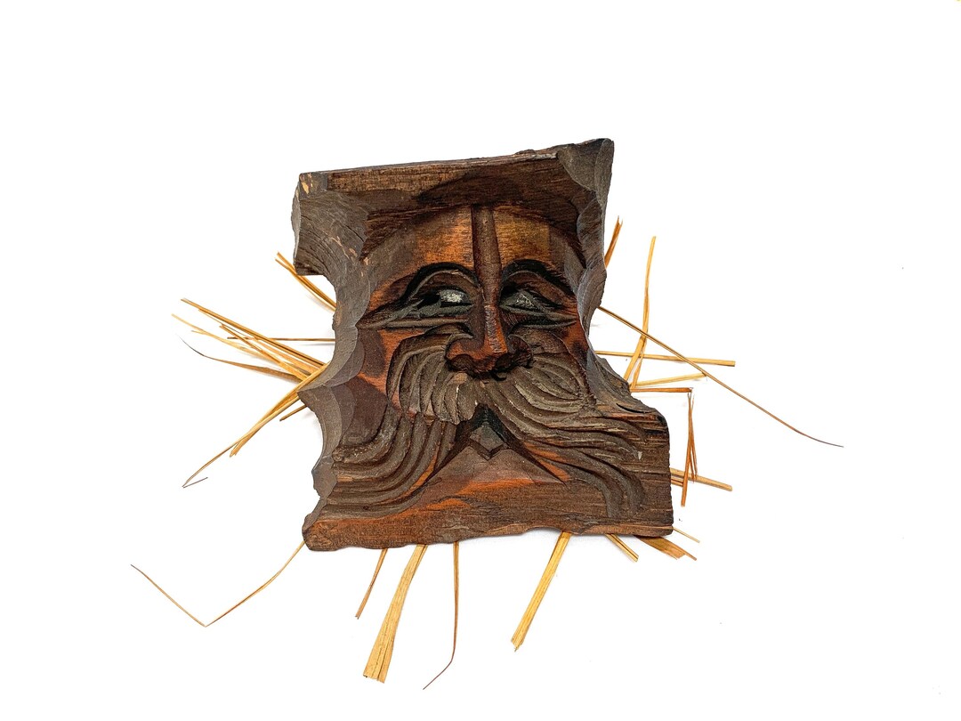Vintage Hand Carved German Black Forest Wood Face - Etsy