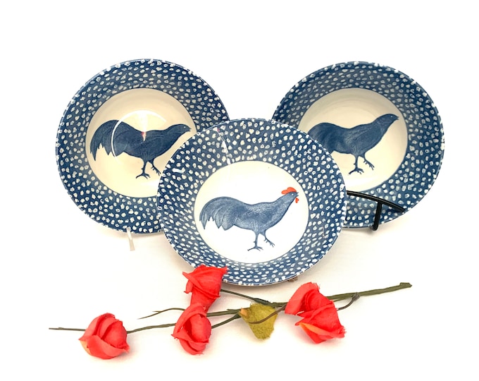 Vintage Rooster Bowl by Anchor Hocking Fire King Chanticleer Cinderella ...