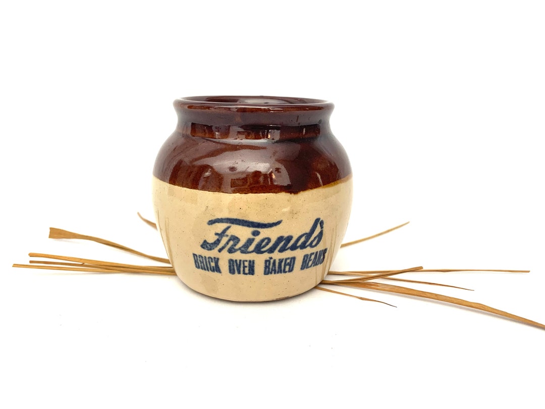 Vintage Friend's Brick Oven Baked Beans Advertising Stoneware Crock Pot ...