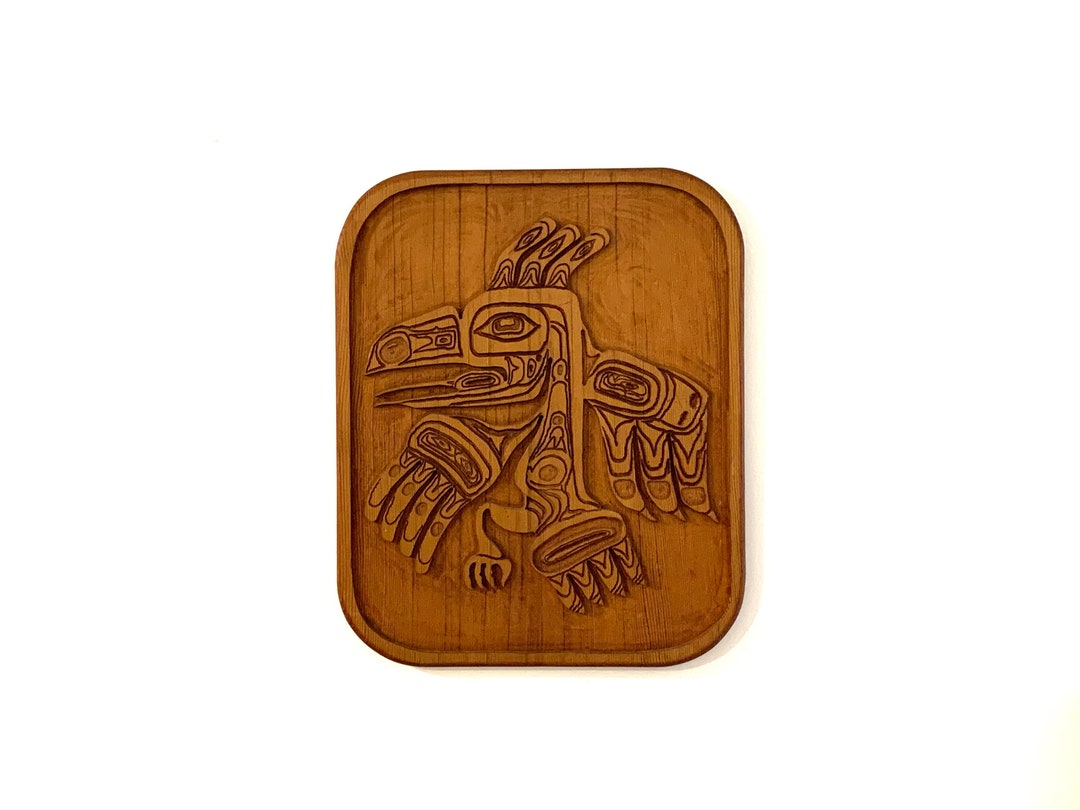 Vintage Canadian Haida West Coast Hand Carved Cedar Thunderbird Wall ...