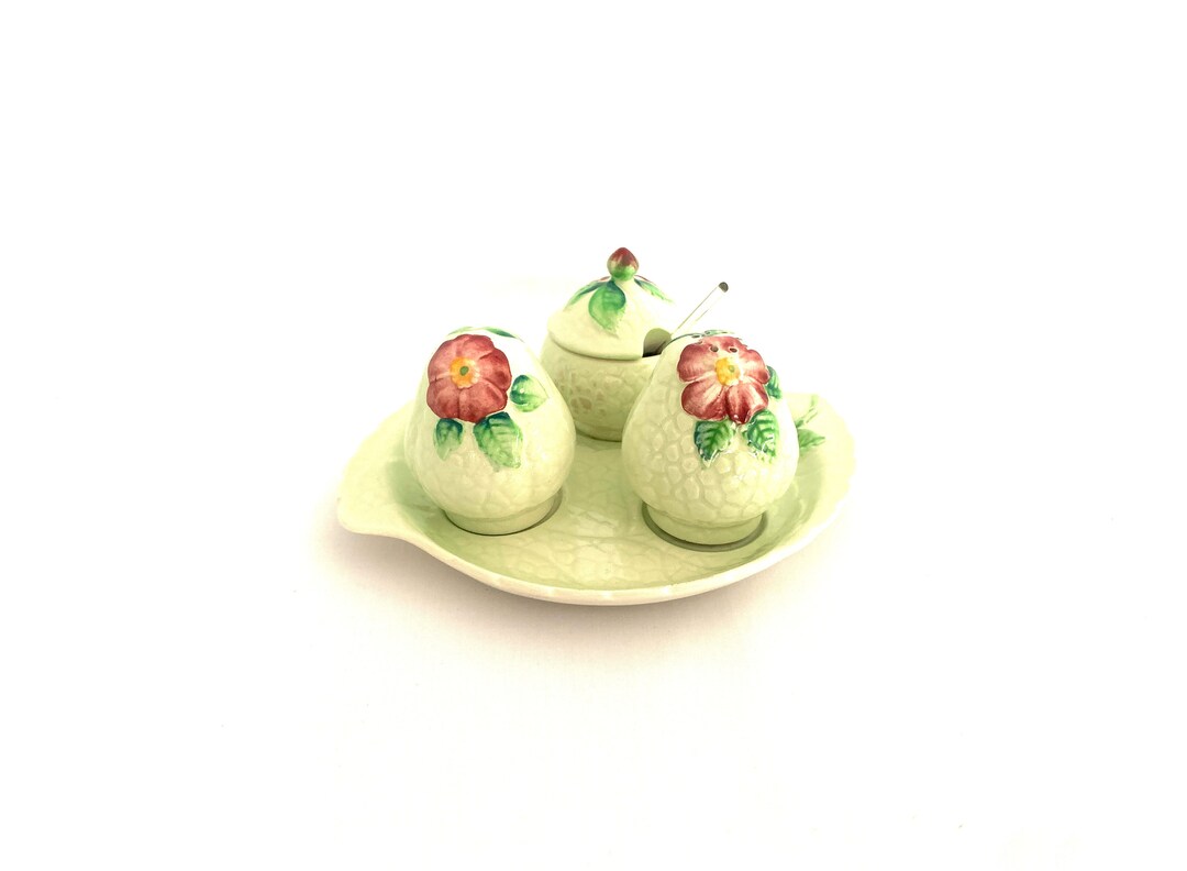 Rare Vintage Carlton Ware Primula Green Condiment Set Complete 6 Pc. - Etsy