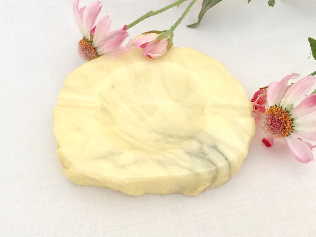 CARVED YELLOW ALABASTER Stone Ashtray Italy - Etsy UK