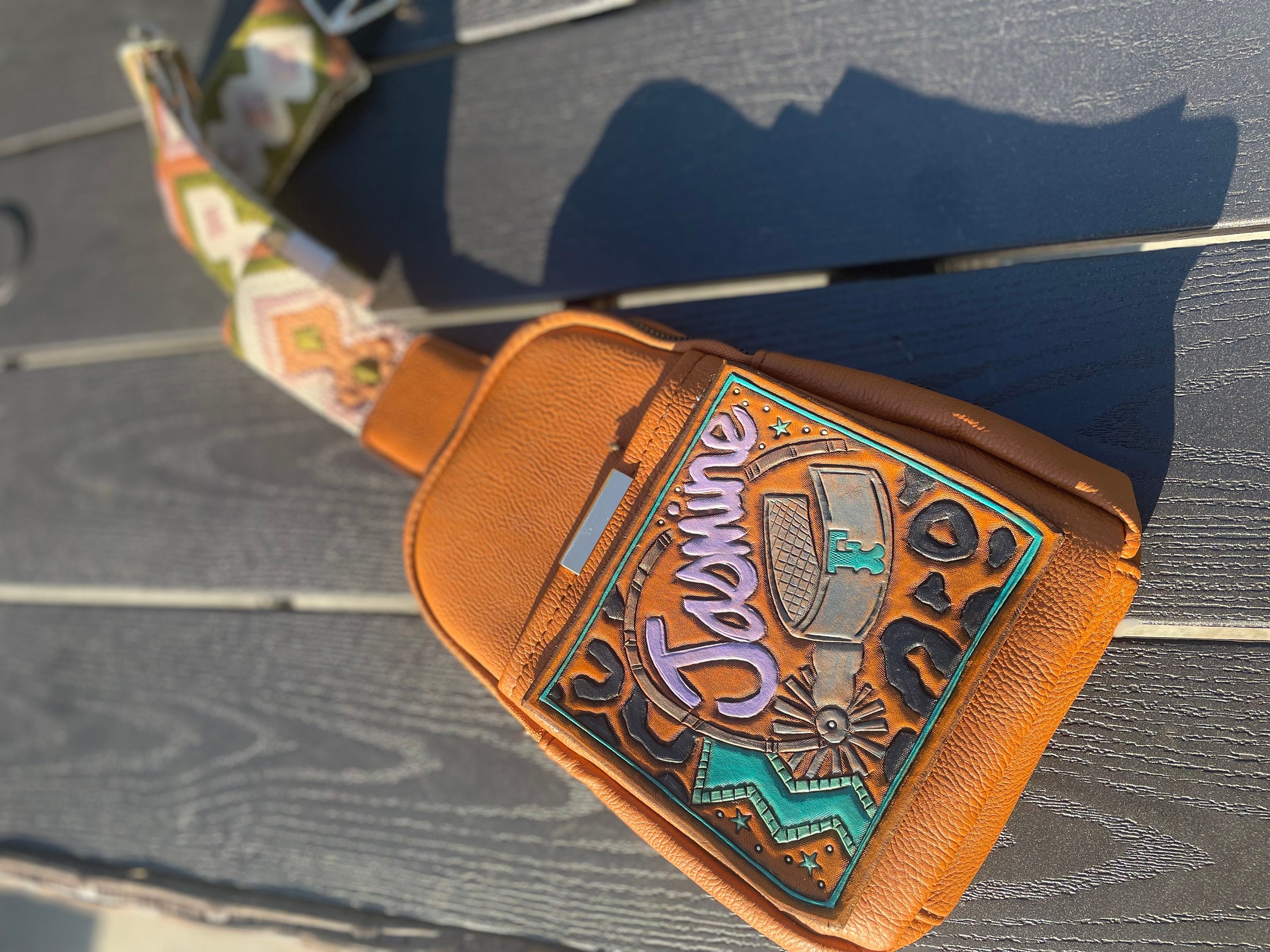 Custom Tooled Sling Bag personalized - Etsy